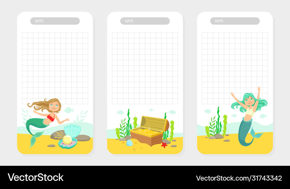 Collection pages for notes with cute little Vector Image