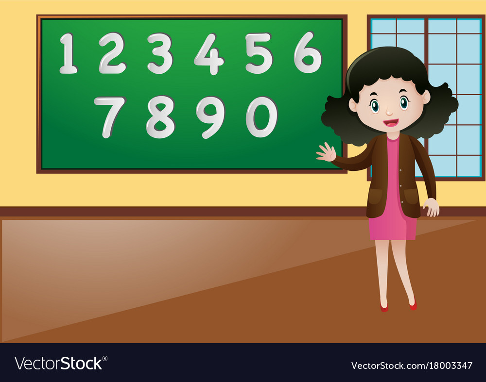 Math teacher teaching how to count numbers Vector Image