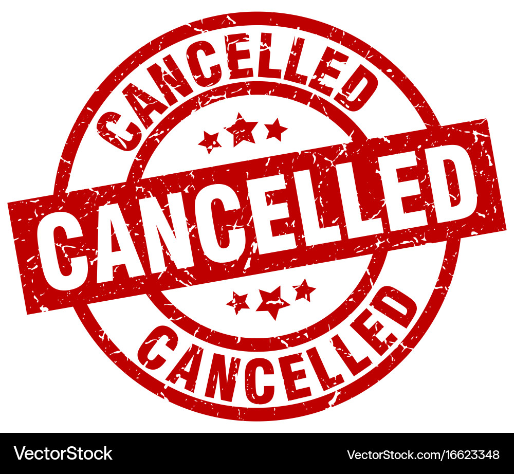 Cancelled round red grunge stamp Royalty Free Vector Image