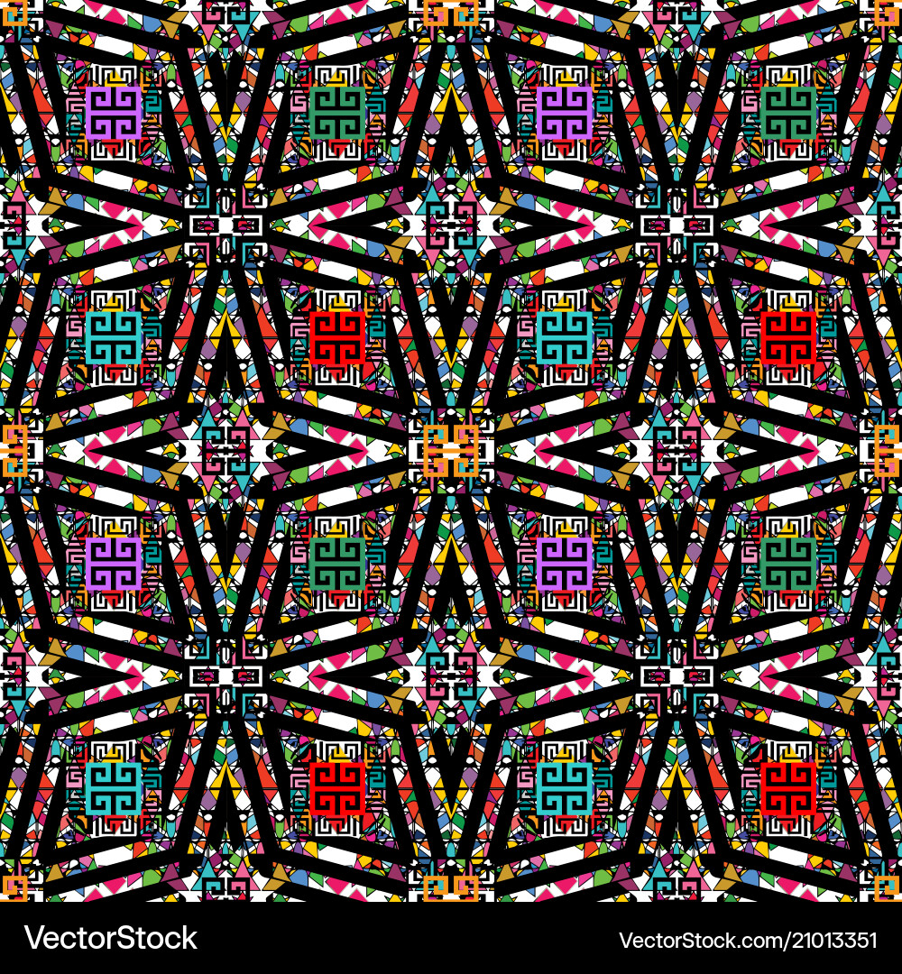 Ornamental colorful greek seamless pattern Vector Image
