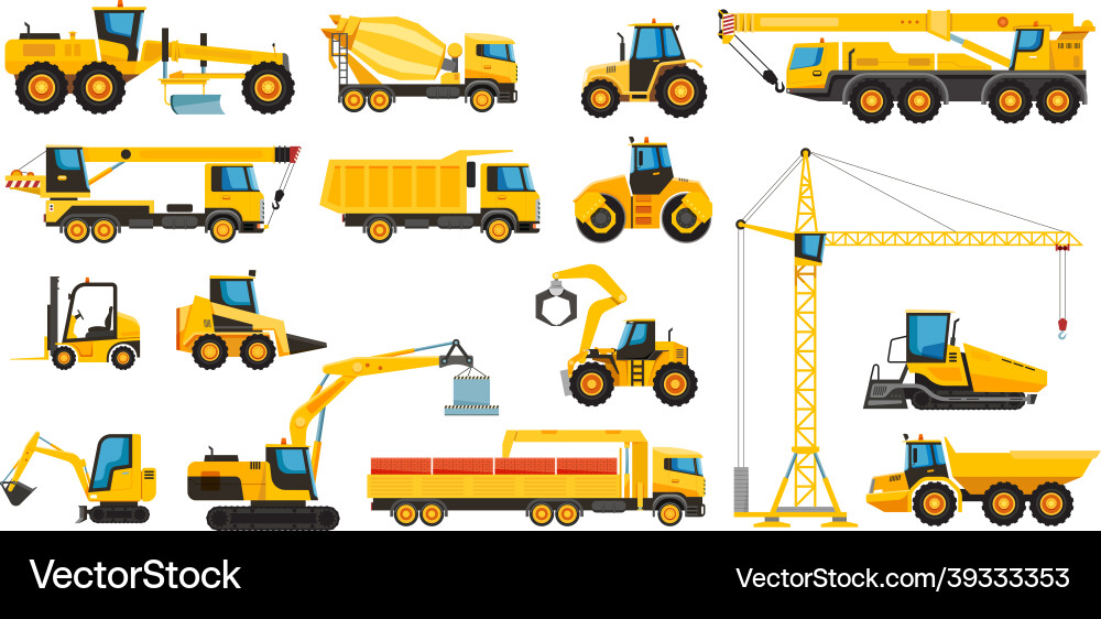 Construction heavy machinery building equipment Vector Image