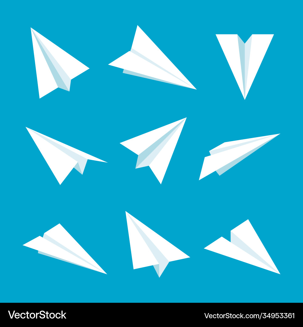 Realistic handmade paper planes collection Vector Image