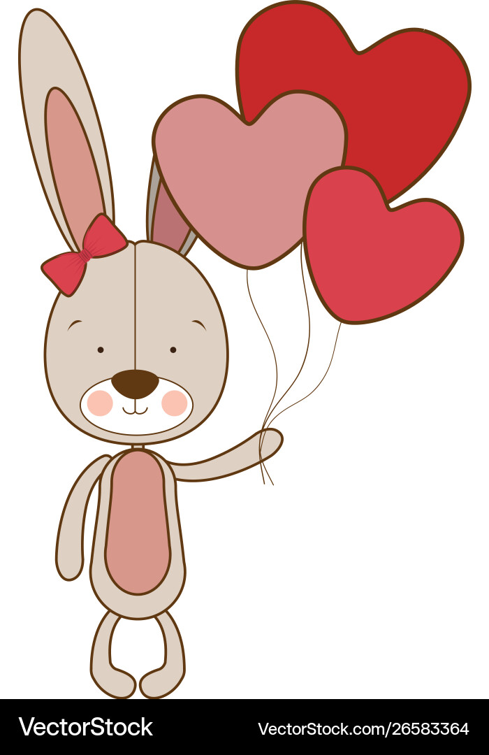 Cute bunny with helium balloons Royalty Free Vector Image
