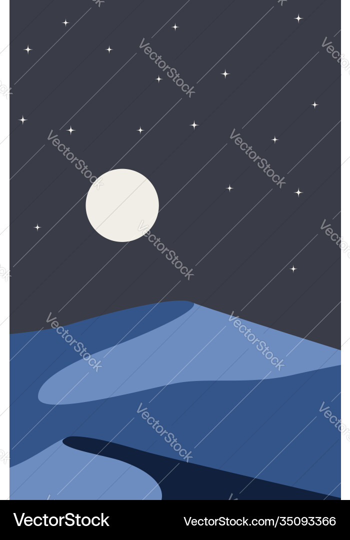 Night retro desert dunes Royalty Free Vector Image
