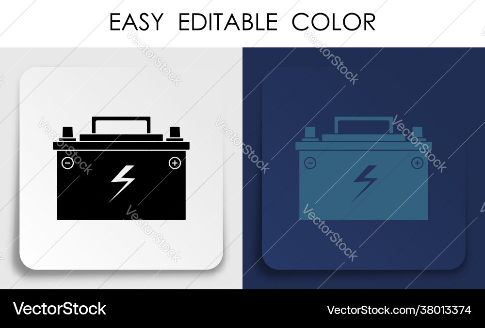 Car battery icon with electric charge icon Vector Image