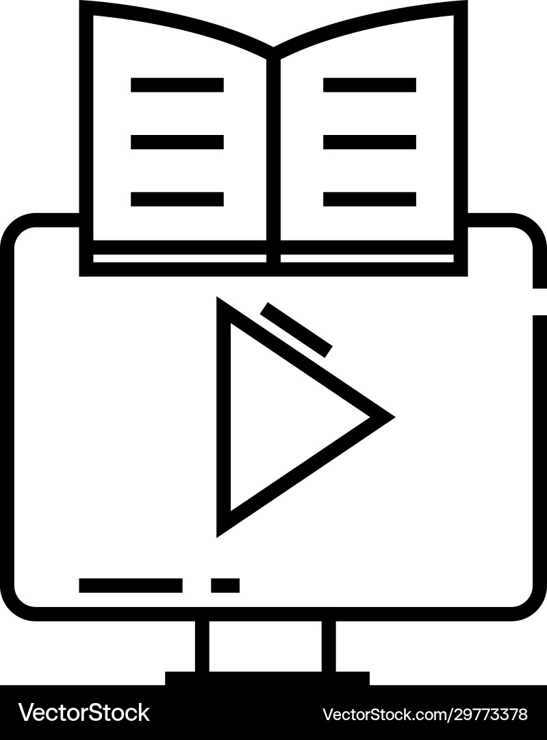 Online learning line icon concept sign outline Vector Image