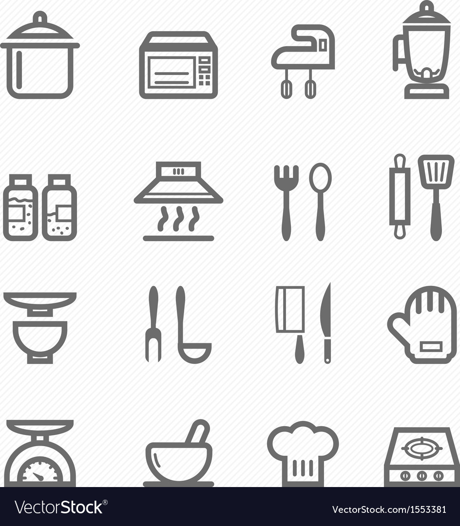 Kitchen symbol line icon set Royalty Free Vector Image - VectorStock Kitchen symbol line icon set Royalty Free Vector Image - VectorStock