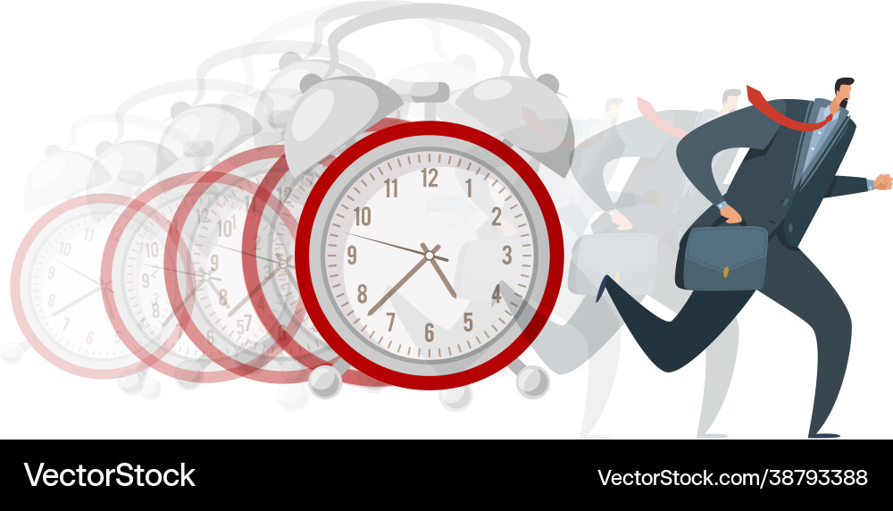 Hurry late arrival busy business worker running Vector Image