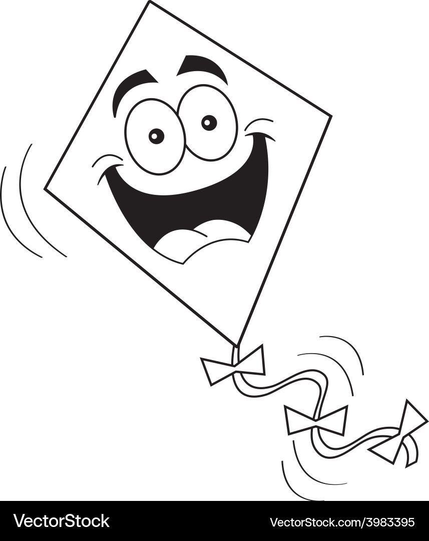 Cartoon smiling kite Royalty Free Vector Image