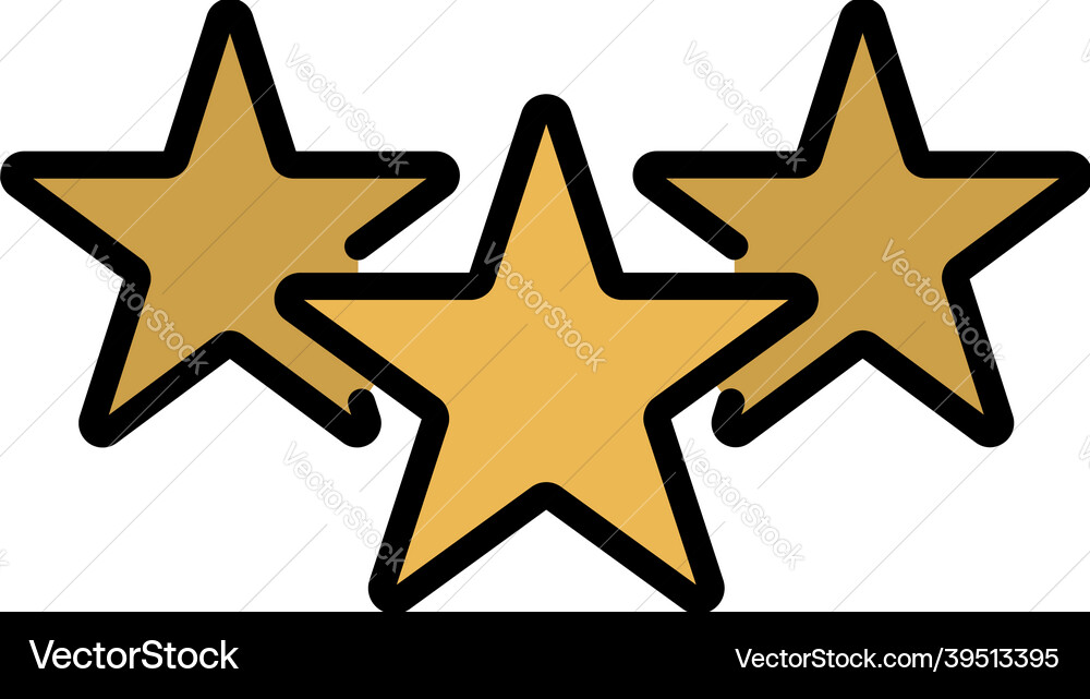 Three stars icon color outline Royalty Free Vector Image