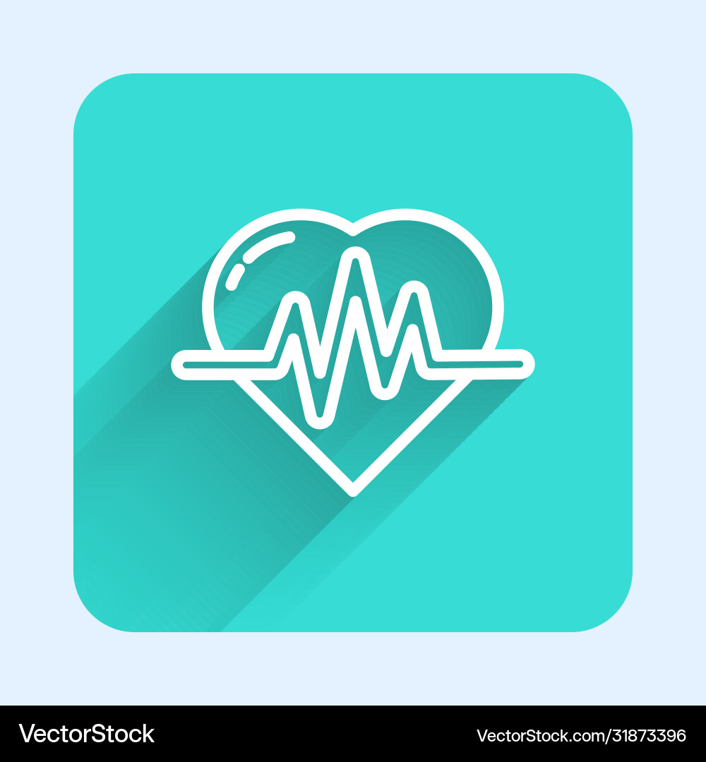 White line heart rate icon isolated with long Vector Image
