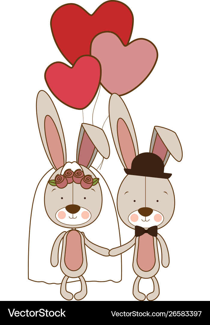 Cute bunny with helium balloons Royalty Free Vector Image