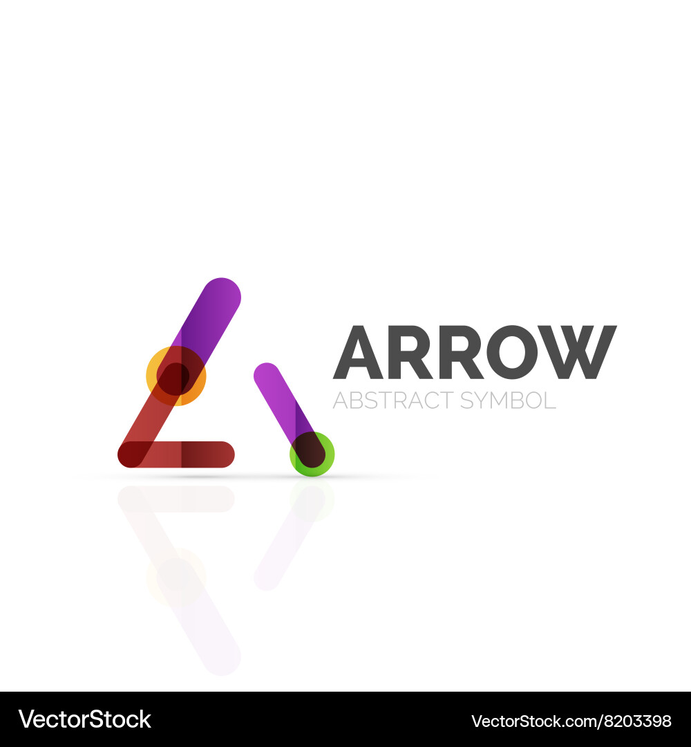 Linear arrow abstract logo connected multicolored Vector Image