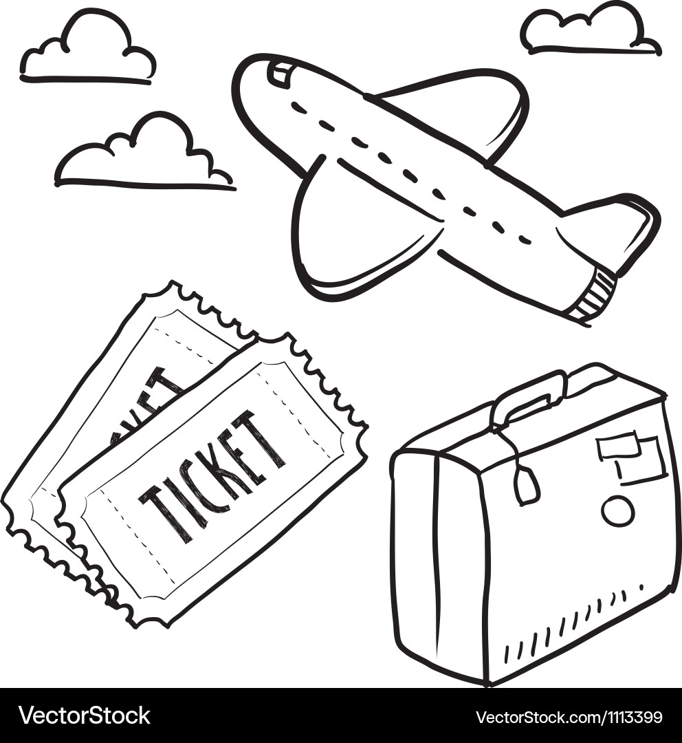Doodle travel plane flight Royalty Free Vector Image