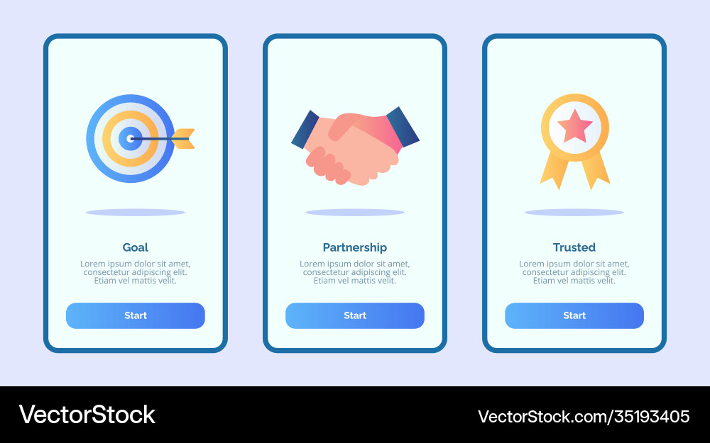 Goal partnership trusted for mobile apps template Vector Image