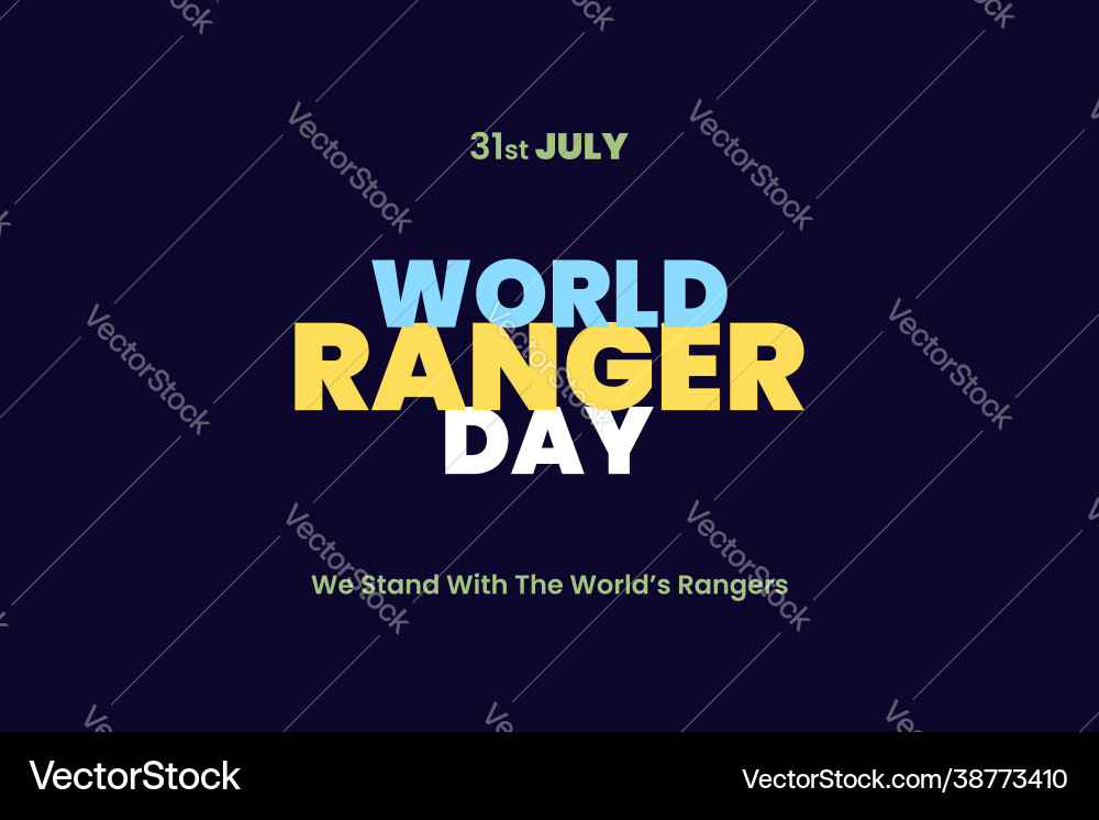 World ranger day typography text Royalty Free Vector Image