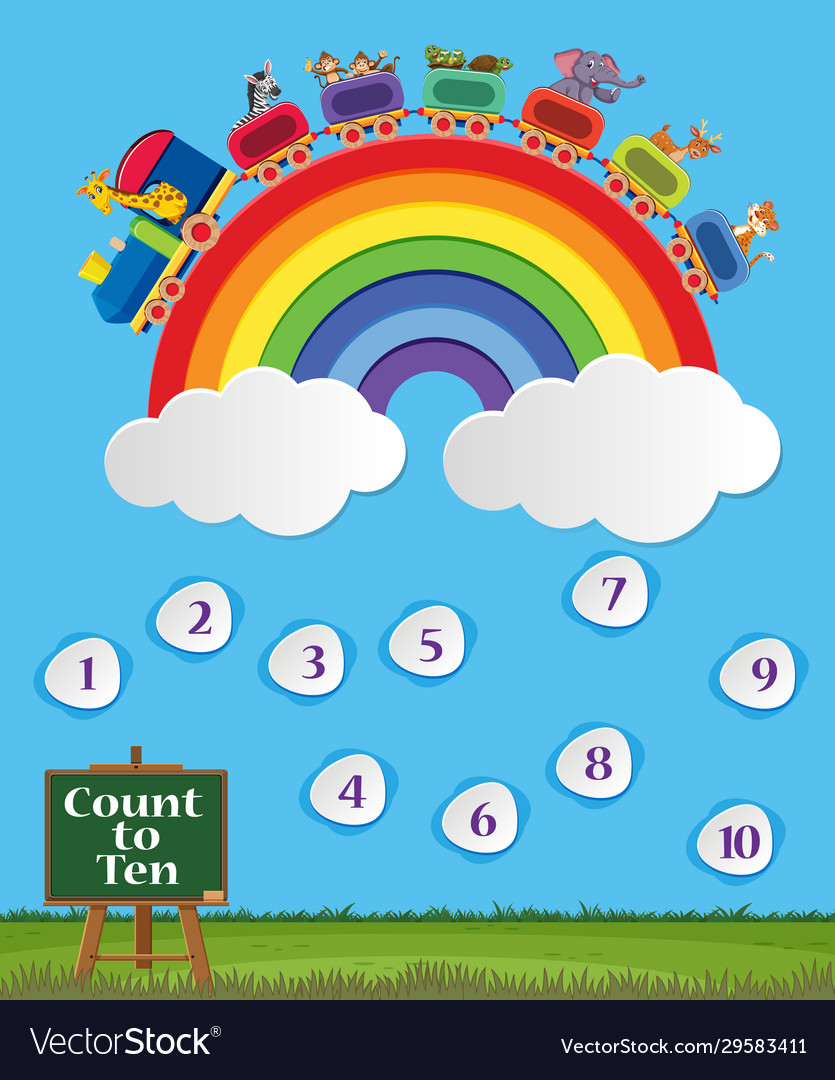 Number one to ten with blue sky and colorful Vector Image