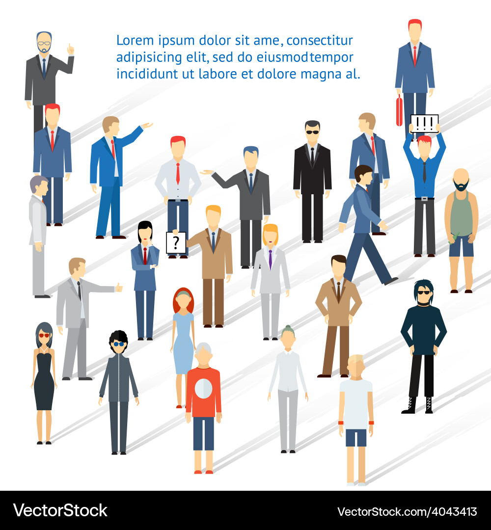 Crowding group of people Royalty Free Vector Image