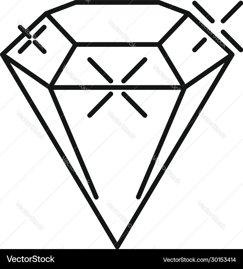 Diamond icon outline style Royalty Free Vector Image