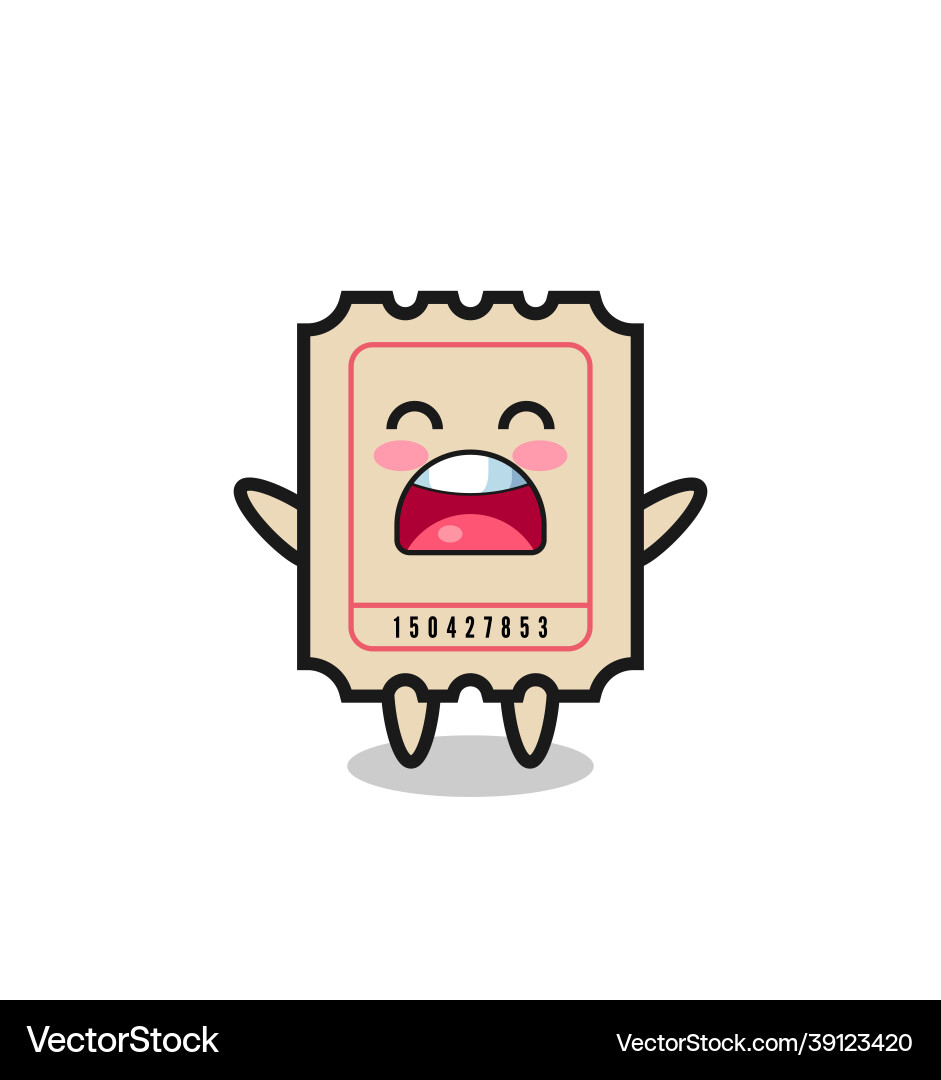 Cute ticket mascot with a yawn expression Vector Image