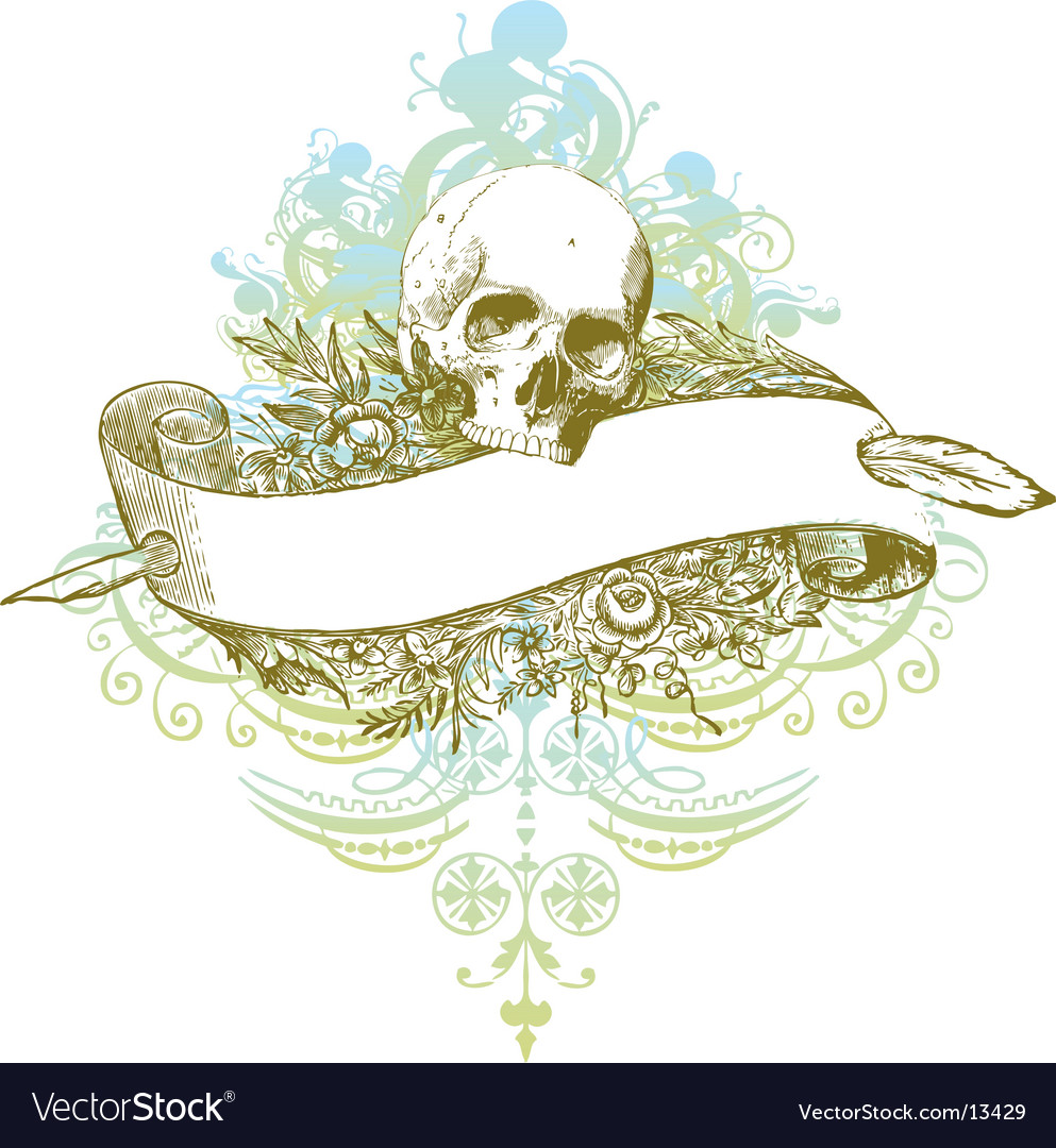 Skull banner grunge illustration Royalty Free Vector Image