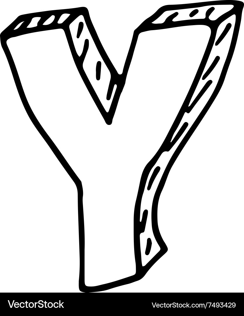 English alphabet - hand drawn letter Y Royalty Free Vector