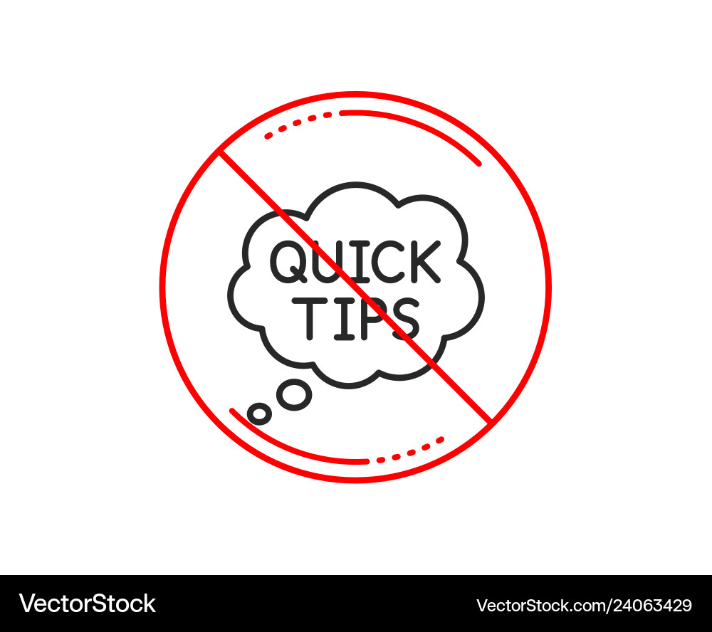 No or stop sign quick tips line icon helpful Vector Image