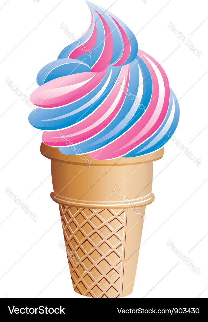 Blue and pink icecream cone Royalty Free Vector Image