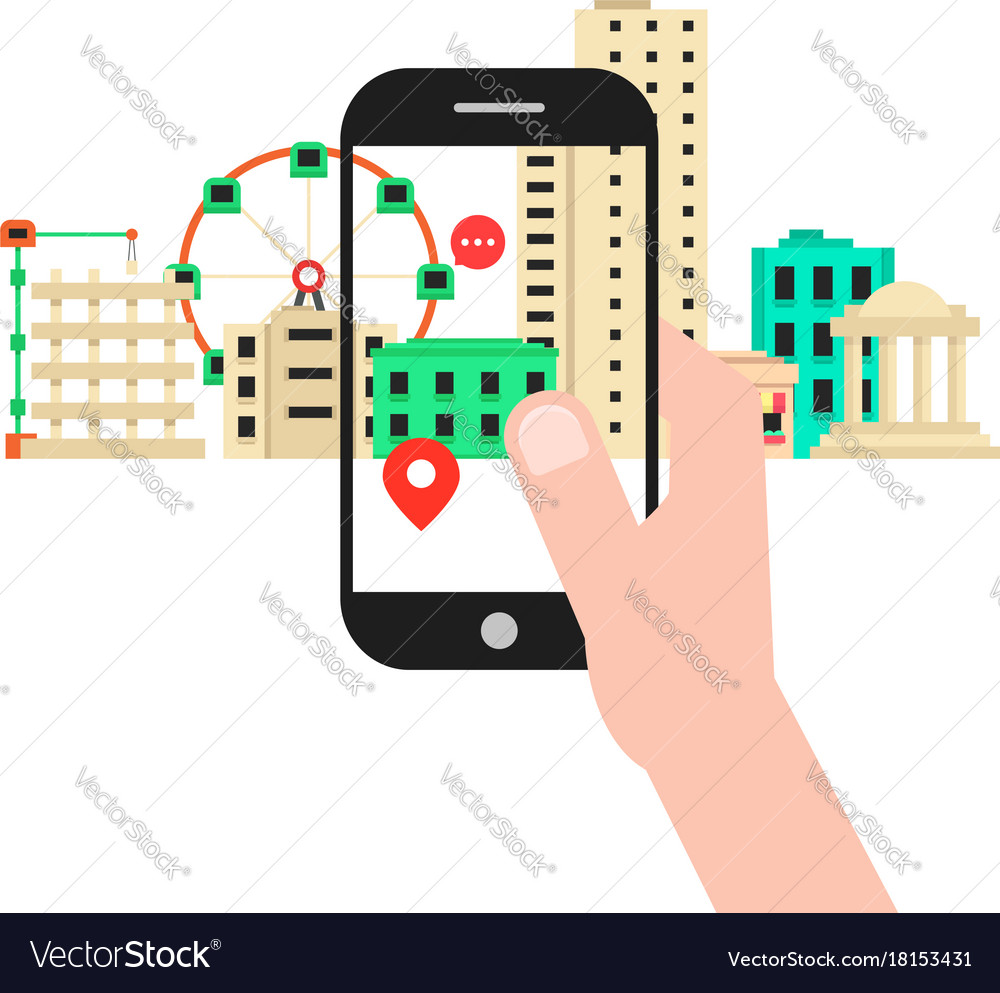 Colored augmented reality with cityscape Vector Image Colored augmented reality with cityscape Vector Image