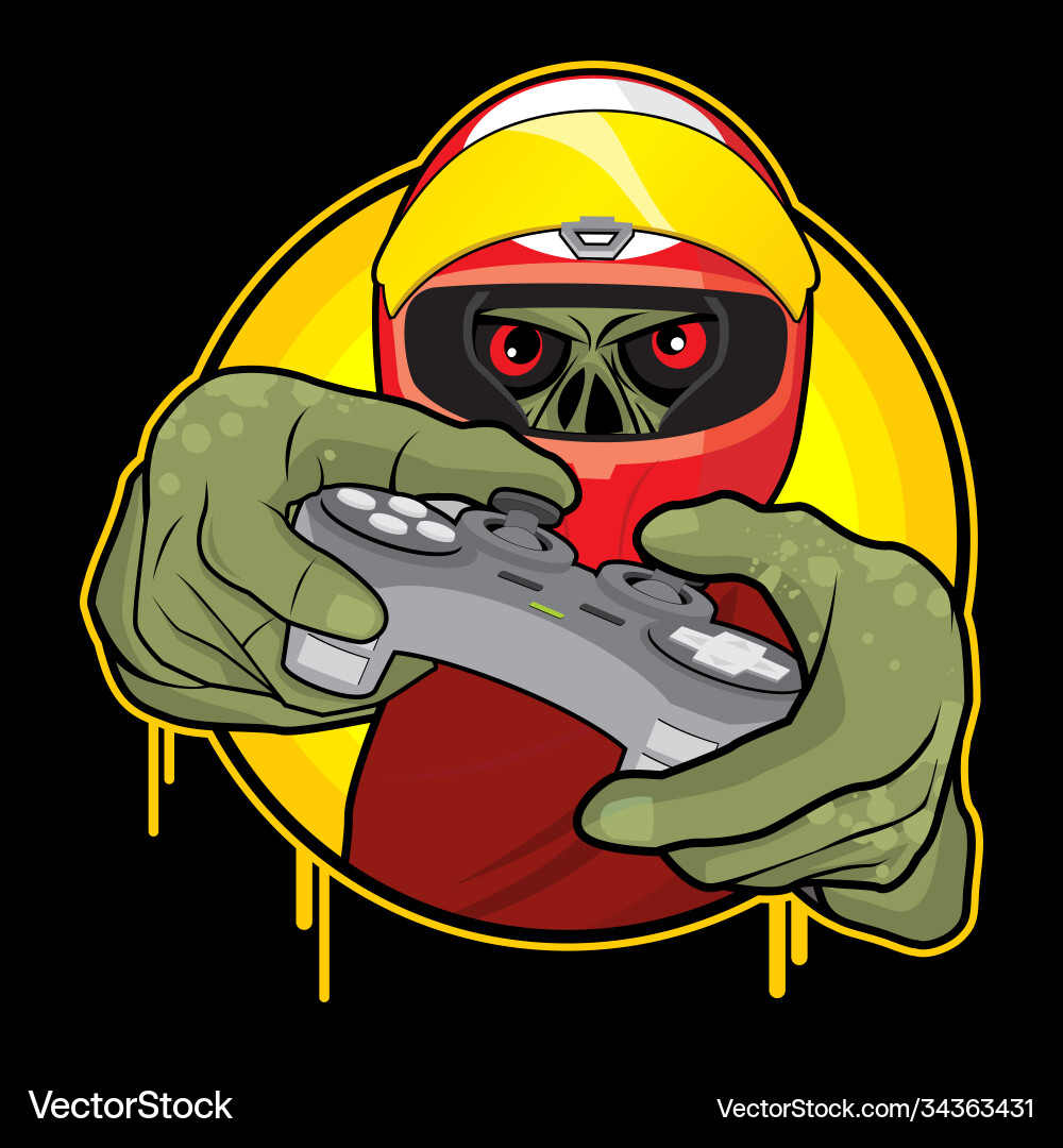 Zombie gamer - racing game Royalty Free Vector Image