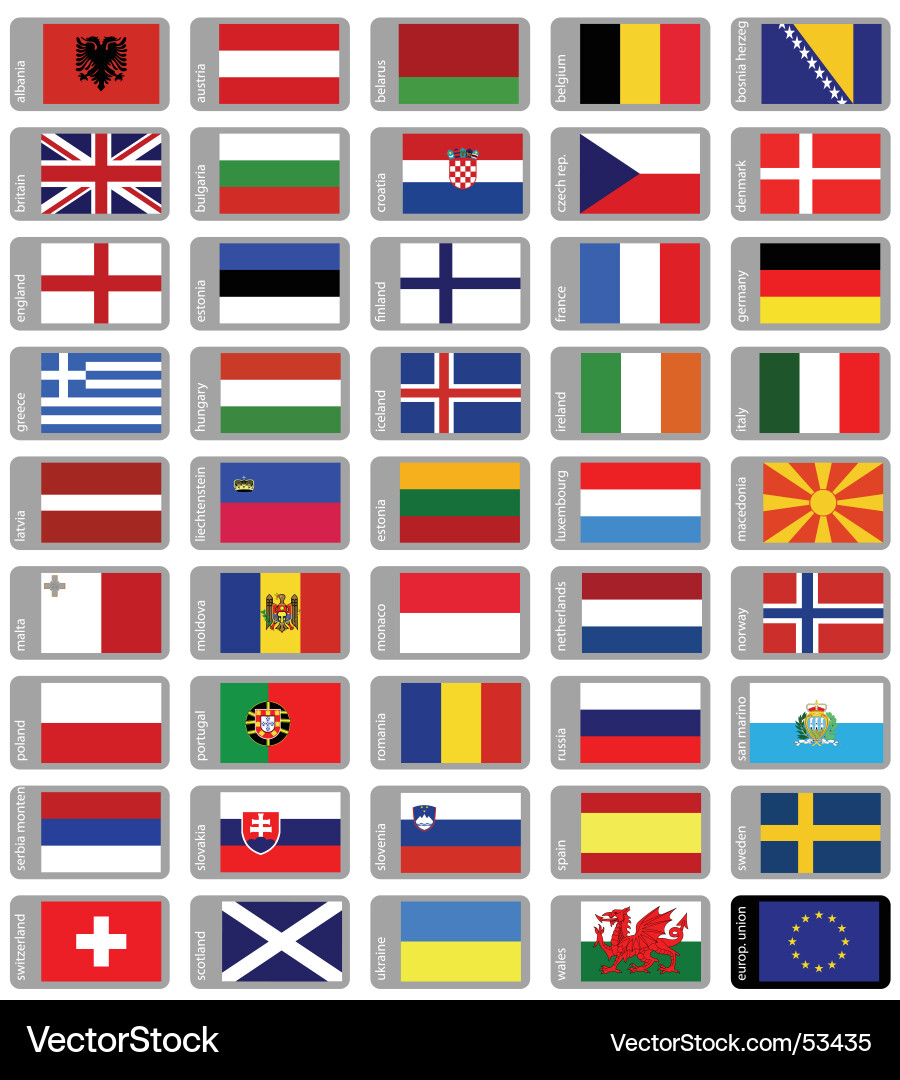 Flags Europe Royalty Free Vector Image - VectorStock