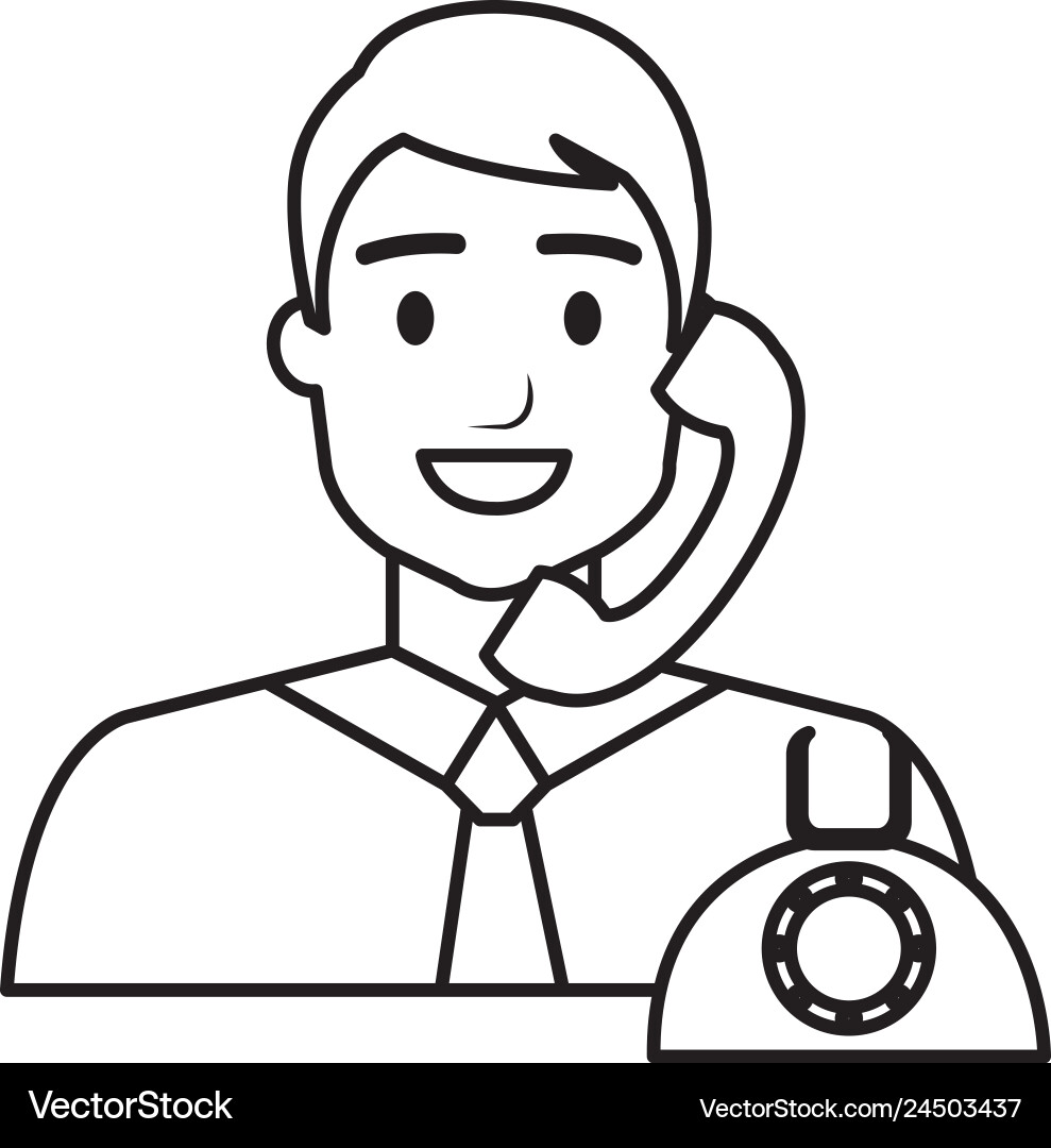 Call center agent with telephone Royalty Free Vector Image