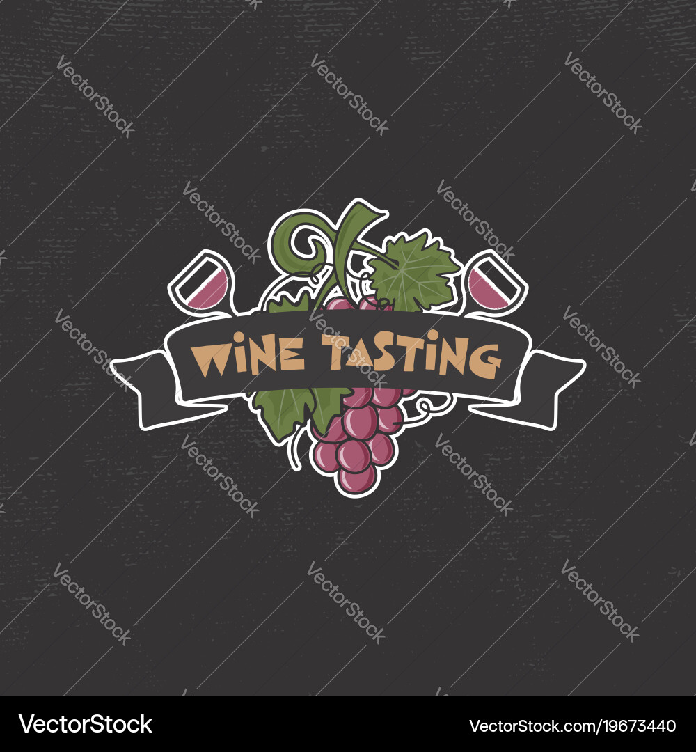 Wine tasting winery logo template drink Royalty Free Vector