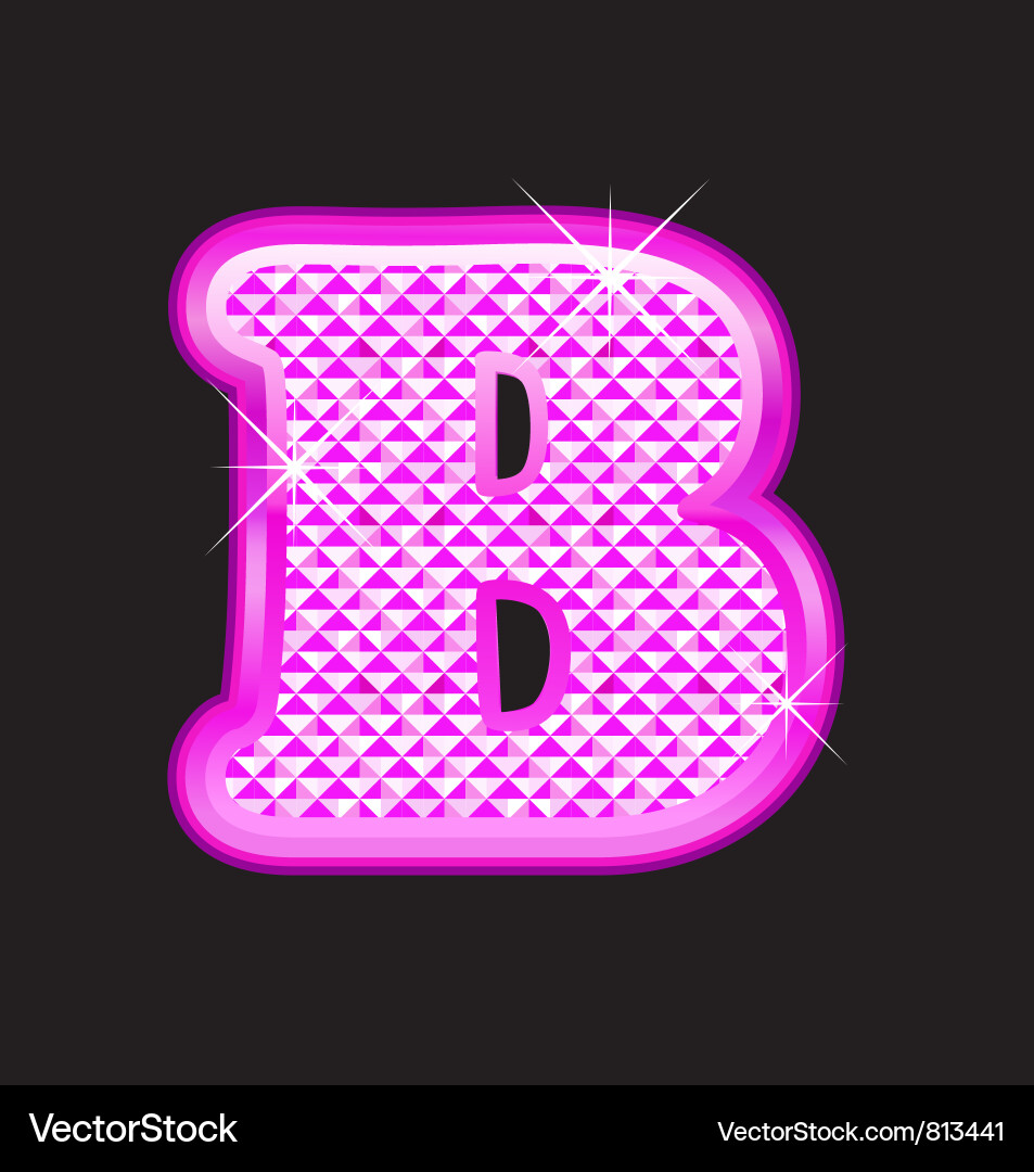 B letter pink bling girly Royalty Free Vector Image