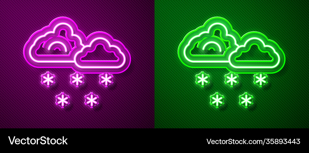 Glowing neon line cloud with snow icon isolated Vector Image