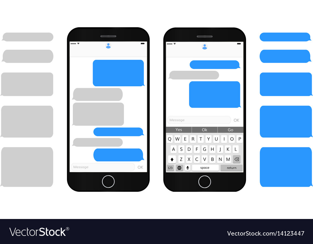 Text message boxes on smartphone screen Royalty Free Vector