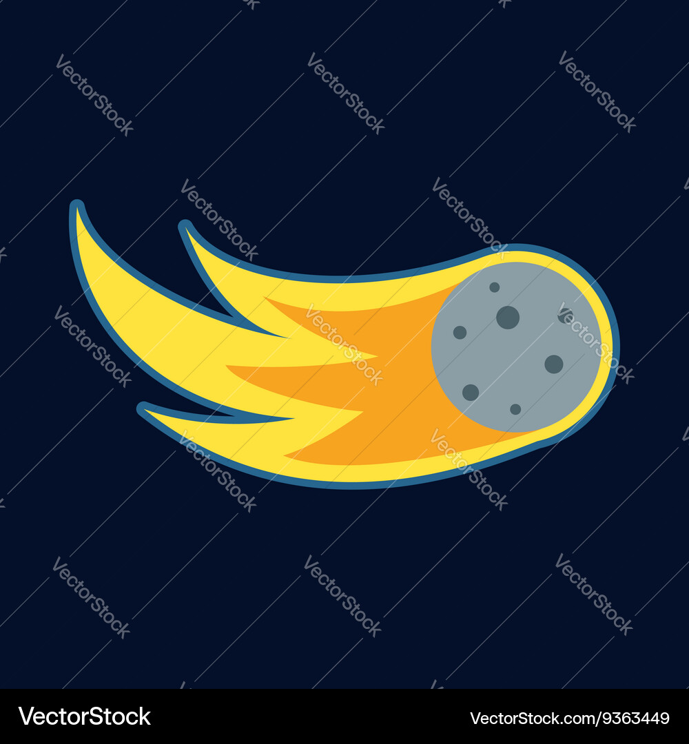 Comet fireball or meteor icon cartoon style Vector Image