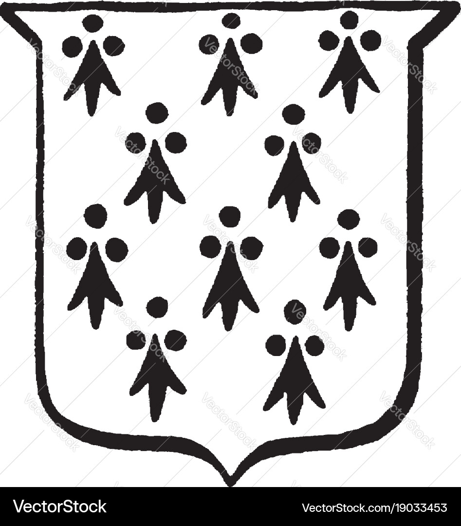 Ermine pattern on a shield vintage engraving Vector Image