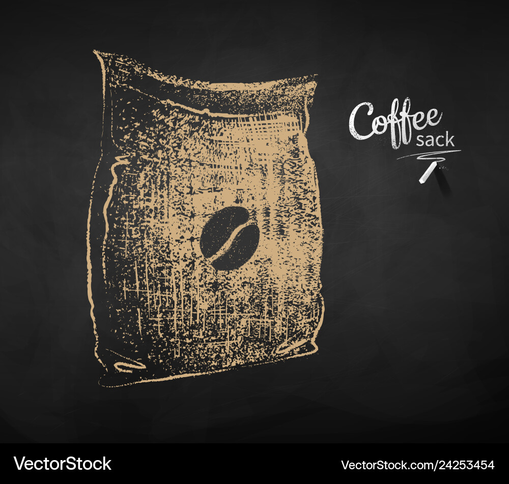 Sketch of closed sack with coffee beans Royalty Free Vector
