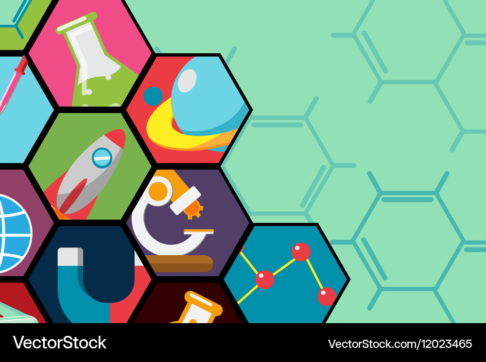Hexagon Science Flat Icon Background Royalty Free Vector