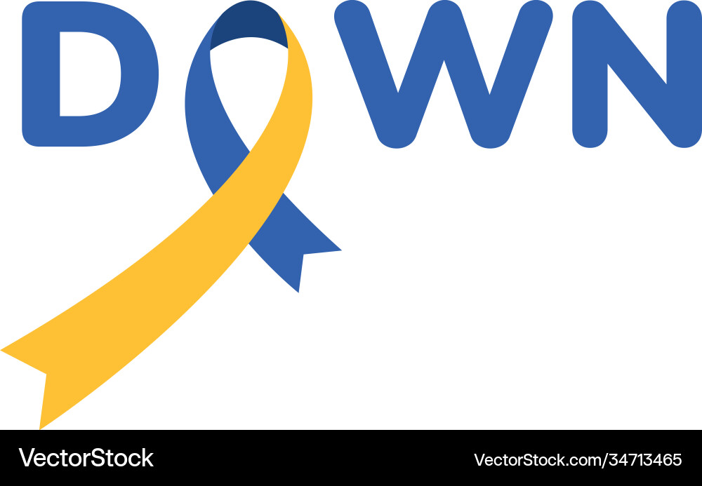 Syndrome down ribbon campaign with word Royalty Free Vector