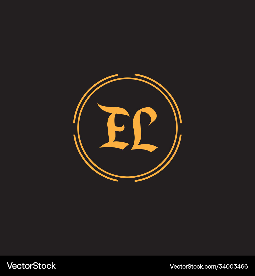 E l joint letter logo monochrome design Royalty Free Vector