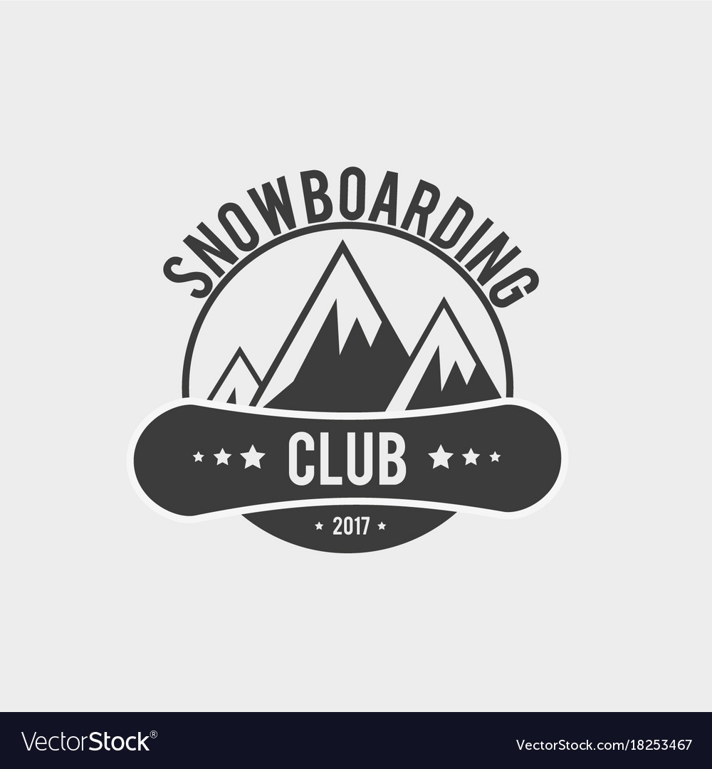 Snowboard club logo label or badge template Vector Image
