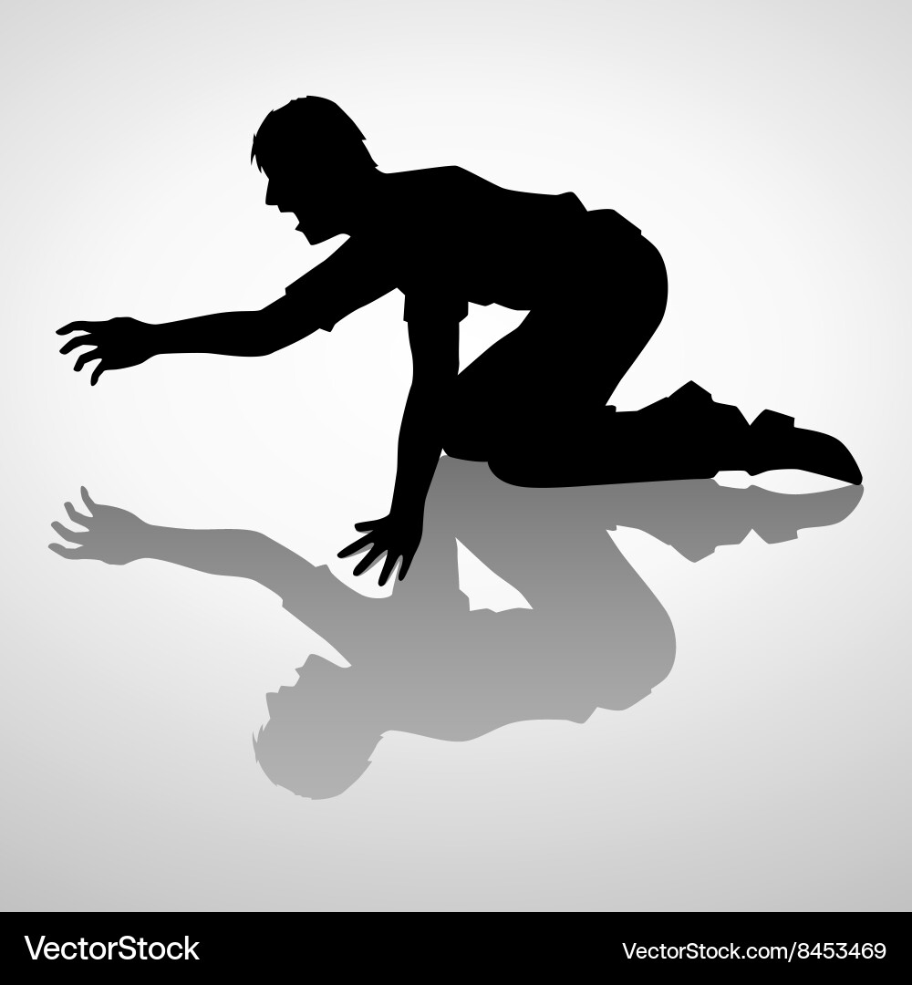 Silhouette of a man crawling Royalty Free Vector Image