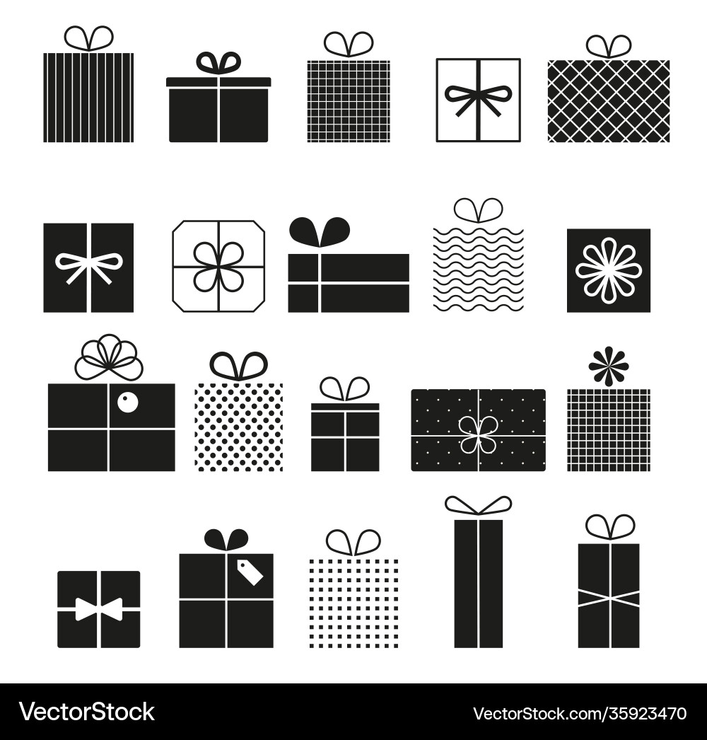 Gift box icons set modern solid symbol Royalty Free Vector
