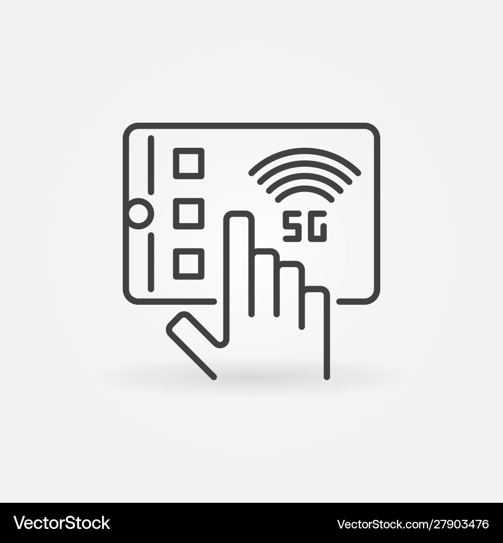 Hand with 5g tablet outline icon Royalty Free Vector Image