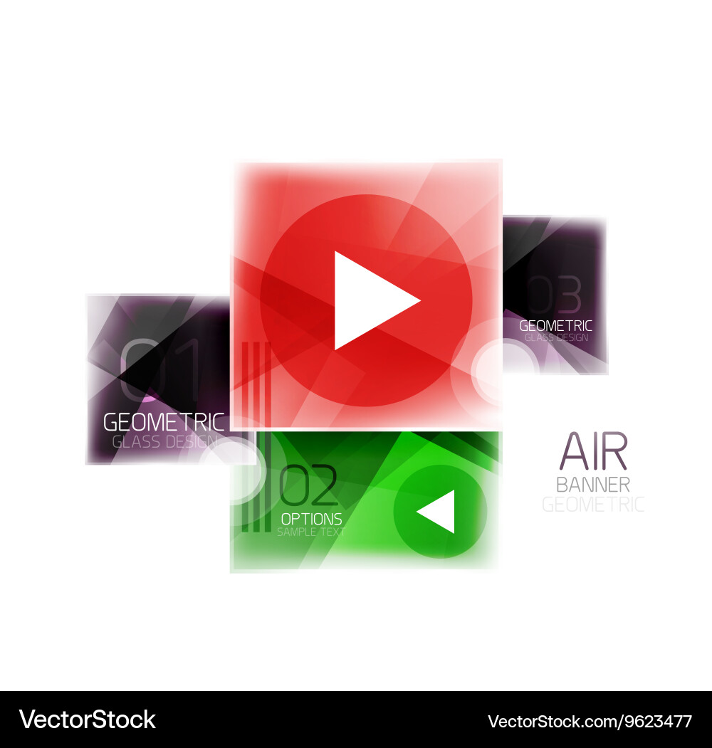 Glass square web box infographics banner Vector Image
