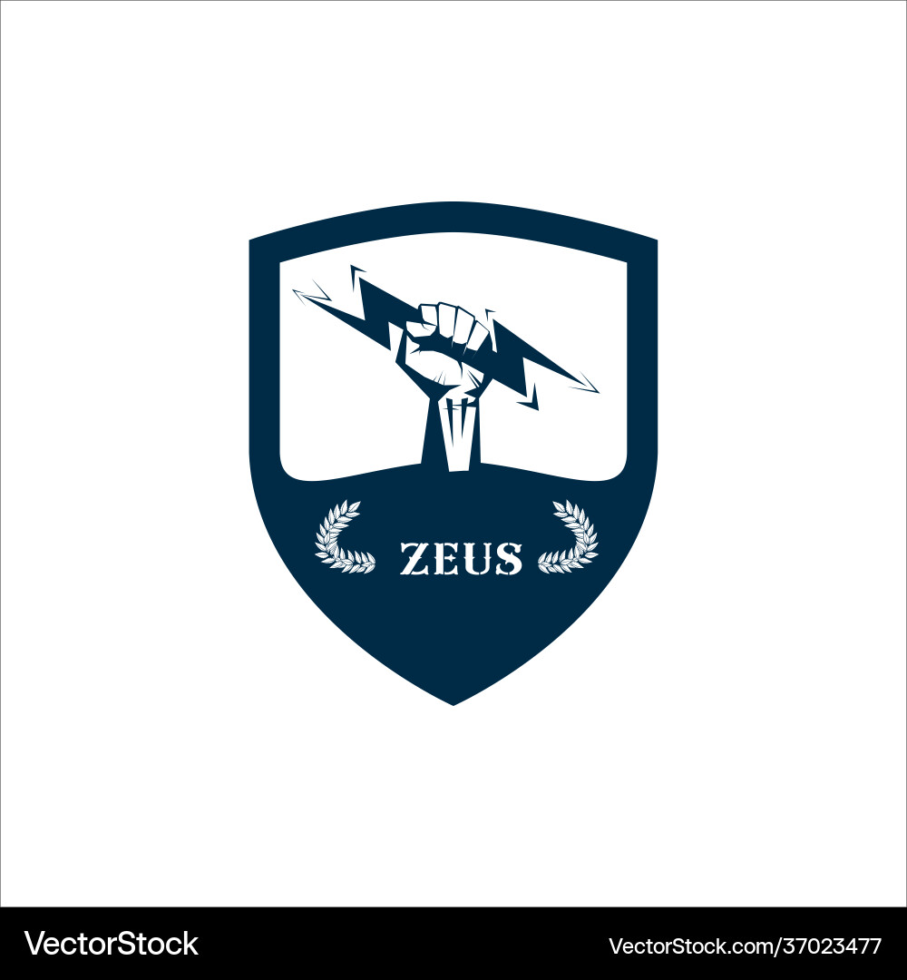 Logo template fist hand holding thunder Royalty Free Vector