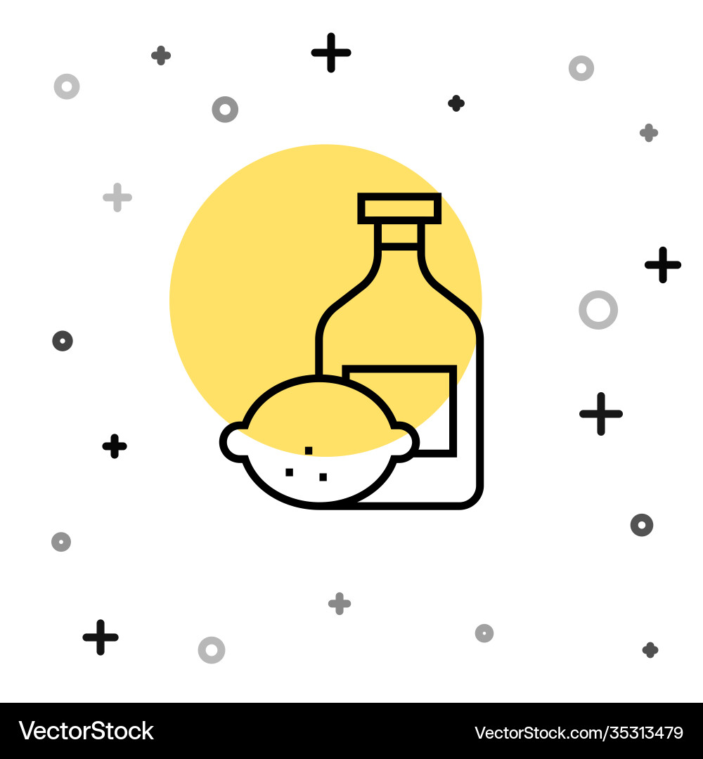 Black line limoncello bottle icon isolated Vector Image