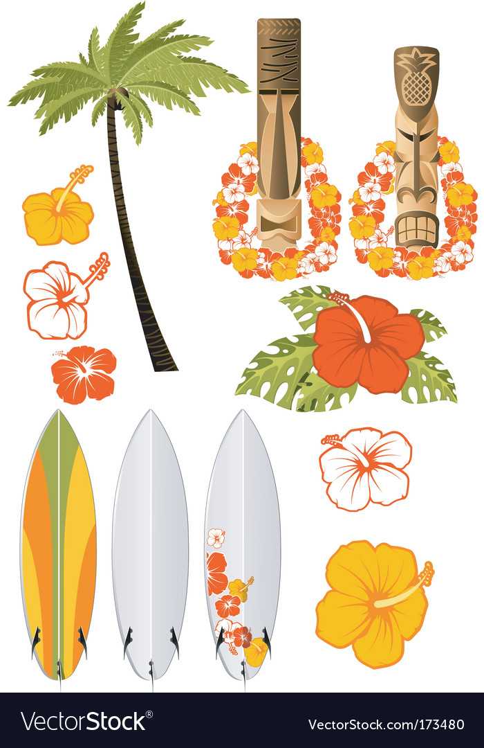 Hawaiian icons Royalty Free Vector Image - VectorStock